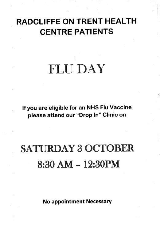 Flu Day – Radcliffe On Trent Parish Council