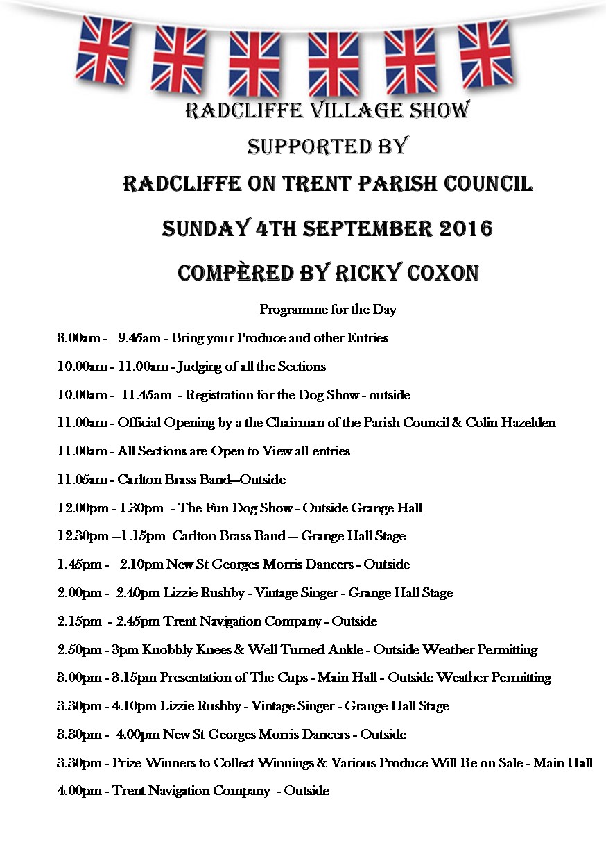 Village show Programme of the Day 2016 – Radcliffe On Trent Parish Council